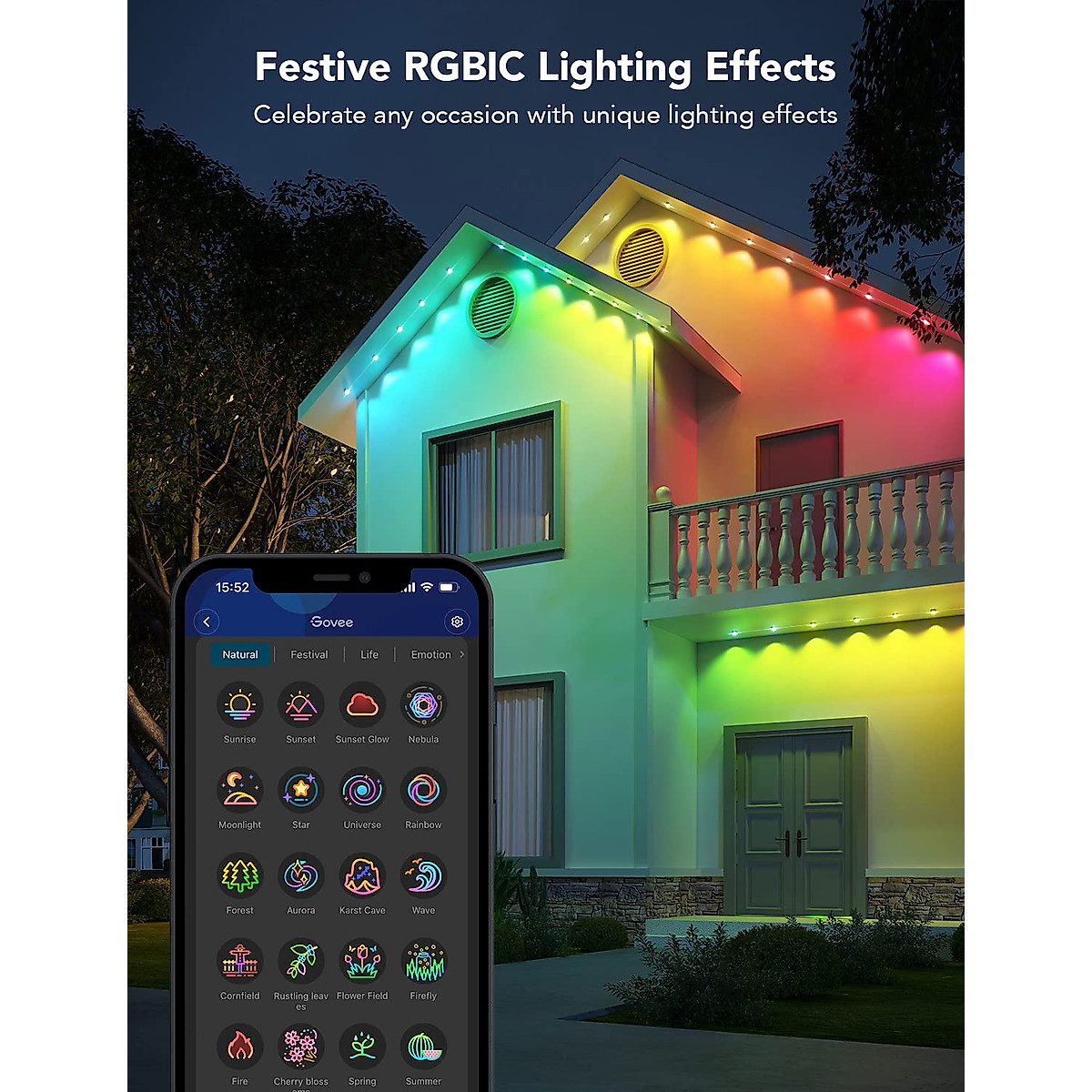 Govee 16.4ft Lights with Clips and VHB Glue for RGBIC Permanent Outdoor Lights H705A, H705B and H705C