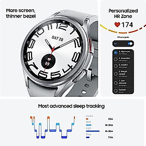 SAMSUNG Galaxy Watch 6 Classic 43mm Bluetooth Smartwatch w/ Rotating Bezel, Fitness Tracker, Personalized HR Zones, Advanced Sleep Coaching, Heart Monitor, BIA Sensor, US Version, Black