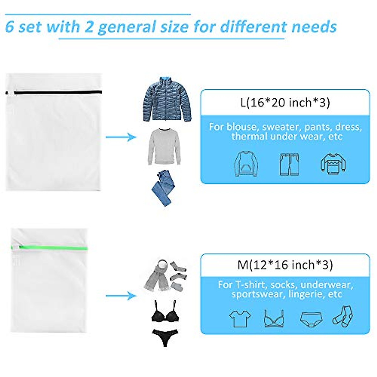 GOGOODA Set of 13 Mesh Laundry Bags, 11 Square Delicates Wash Bags and 2 Round Bra/Sock Wash Bags