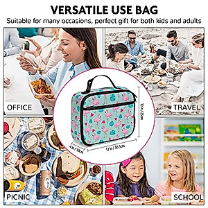 Insulated Lunch Box for Women Men, Large Capacity Reusable Lunch Bag with Front Pocket and Side Pocket, Meal Prep Cooler Tote for Work School Picnic Travel (Flamingo)