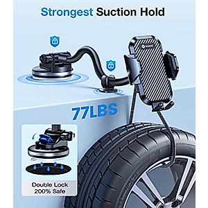 VICSEED Universal Phone Mount for Car [Strong Suction] [Flexible Durable Long Arm] Gooseneck Car Phone Holder Mount Windshield Dashboard 360 Rotation Cell Phone Holder Car for All Mobiles & Cases