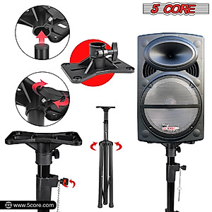 5 Core Speaker Stand Tripod Floor Adjustable Up to 60 Inch DJ Studio Monitor Stands Pole Mount - SS HD 1PK 5FT