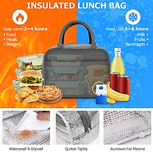 AURUZA 11L 20Cans Insulated Lunch Bag for Women Men, Reusable Lunch Box for Office Work Picnic Beach Travel, Leakproof Soft Cooler Tote Bag Freezable Lunch Bag for Adult (Gray)