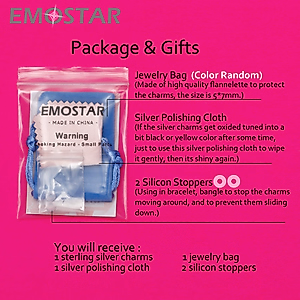 Letter J Charms Initial A-Z Alphabet Beads – Rose Gold 925 Sterling Silver Dangle CZ Birthstone fits Pandora Charm Bracelets, for Mothers Day Birthday Christmas Gifts