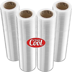 Stretch Wrap Industrial Strength 4 Pack 18" 1100 SqFt 80 Gauge Extra Thick (20 Micron) Shrink Wrap Roll for Moving Supplies, Furniture, Pallets, Plastic Wrap for Packing, Heavy Duty Stretch Film