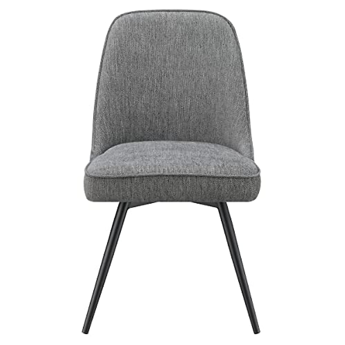 OSP Home Furnishings Martel Swivel Chair with Padded Seat and Black Legs for Dining or Home Office Use, Charcoal Herringbone Fabric