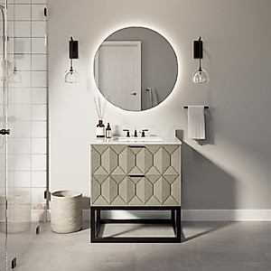 Kitchen Bath Collection Henley 30-inch Bathroom Vanity (Carrara/Gray Oak): Includes Gray Oak Cabinet with Authentic Italian Carrara Marble Countertop and White Ceramic Sink