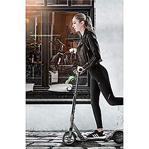 Kick Scooter Folding Adult Kick Scooter with Disc Handbrake, Big Wheels Dual Suspension Commuter Scooter for Teens Young Women Men, Black, Load 150kg(330lbs) (Color : Black)