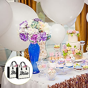 Reginary 6 Pcs Bridesmaid Bags Bulk Initial Canvas Tote Bags with Handles Personalized Beach Canvas Bag for Wedding Mother Teacher Bride Friend College DIY (Black Edge)