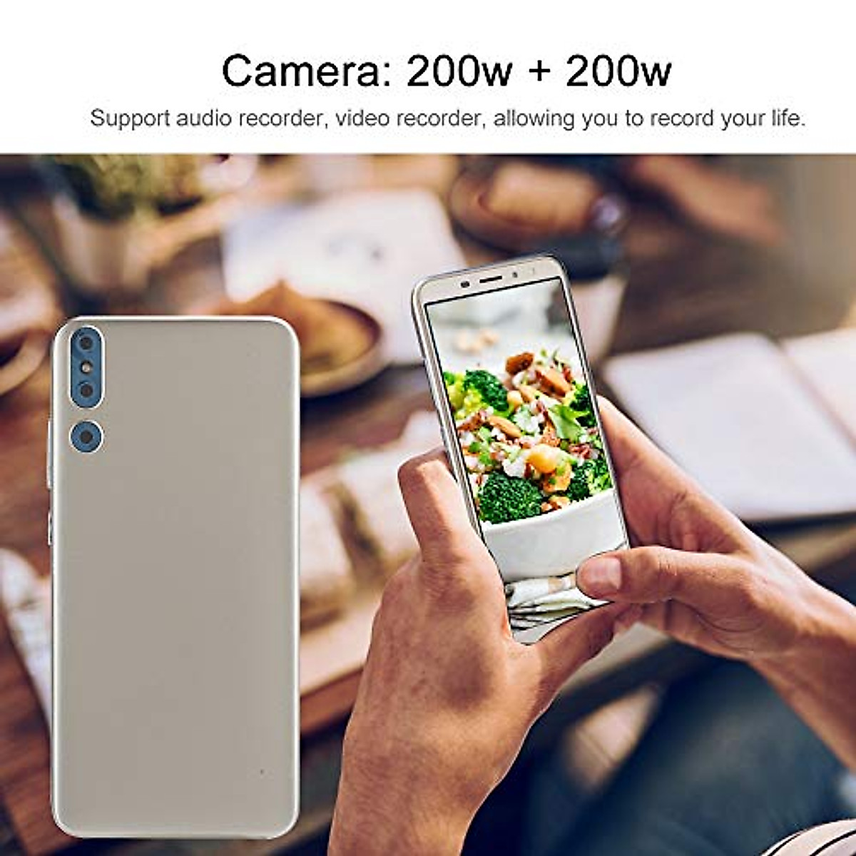 ASHATA Unlocked Android Smartphone Cellphone 5.72in Full HD Screen, Camera with Dual Core Sensors Front 2MP Rear 2MP, can AI Backlit Photos, 512MB RAM + 4GB ROM, 1800mAh Fast Charging(US Gold)