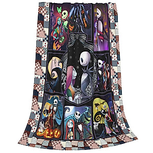 Ennankob Christmas Cartoon Nightmare Throw Blankets Soft Warm Micro Fleece Blanket Novelty Home and Collectible Holidays Party All Seasons for Kids Aldults 50''X40'', Black 3
