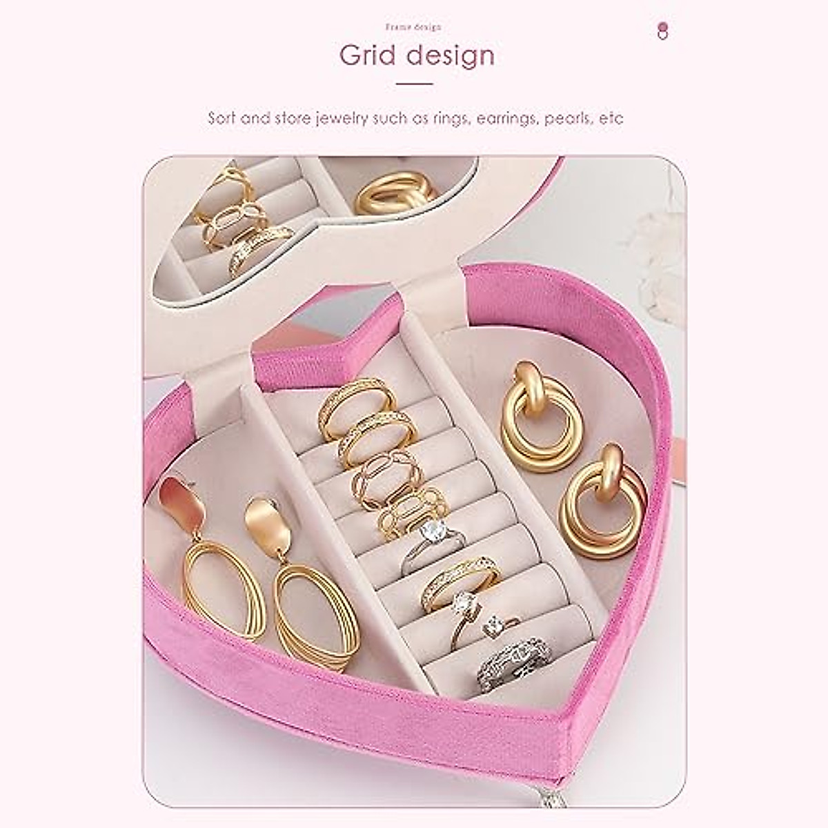 Mini Pink Jewelry Box Creative Sofa Armchair Jewelry Organizer for Necklace Earrings Bracelets Rings Dollhouse Furniture (Pink Heart Chair, 14cm*18cm*13cm)
