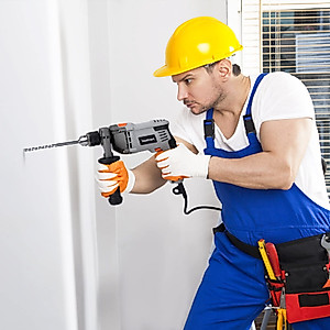 Towallmark 7.5-Amp Hammer Drill with Aluminum Alloy Housing, 1/2-Inch Corded Electric Hammer Drill with 3000RPM, Variable Speed, 15 Drill Bits with Toolbox for Home Improvement, DIY