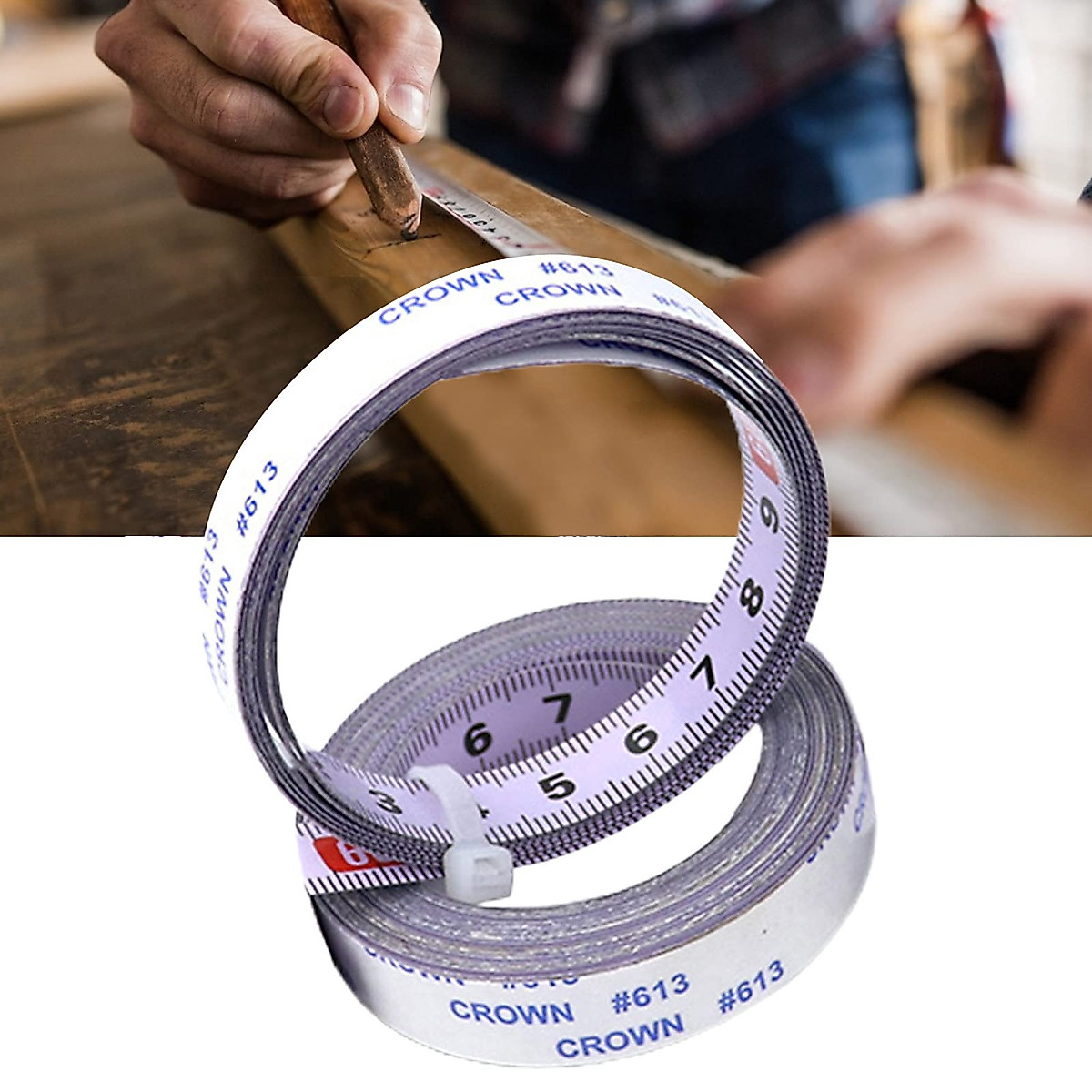 qiguch66 1/2/3/4/5/10m Self-adhesive Measuring Ruler Metric Positive Stainless Steel Tape Measure for Miter Saw - 6