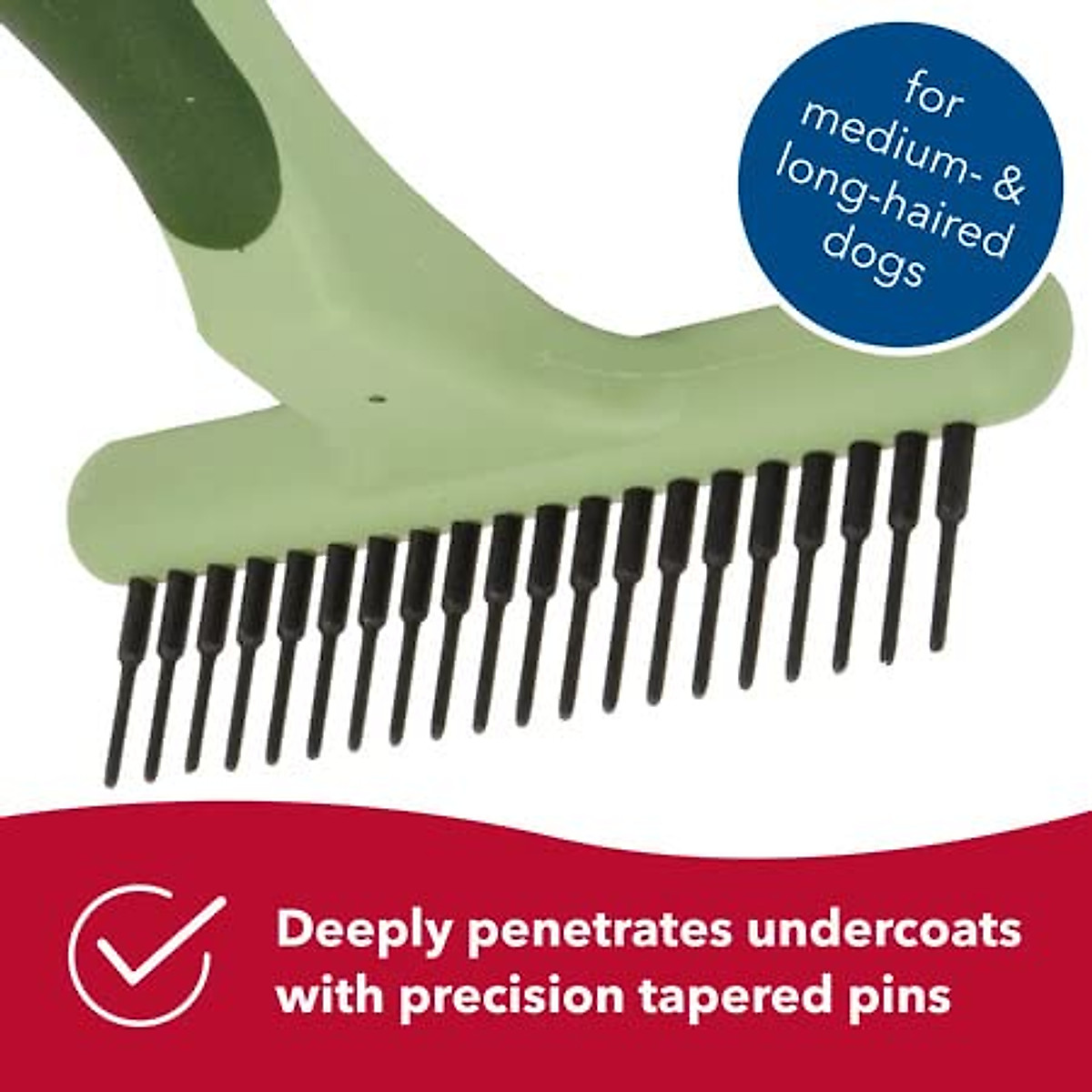 Coastal Pet Safari Dog Single Row Undercoat Rake - Undercoat Brush for Dogs with Medium and Long Hair - Dog Detangler Comb and Dematting Brush - Single Row