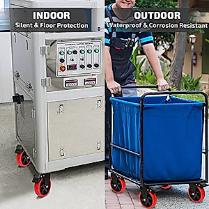 Nefish Swivel Caster Wheel for Cart, 5 Inch Industrial Casters Set of 4 - Heavy Duty Top Plate Casters with Brake 2200 Lbs, 360 Degree Polyurethane Wheels for Cart, Trolleys, Furniture, Equipment