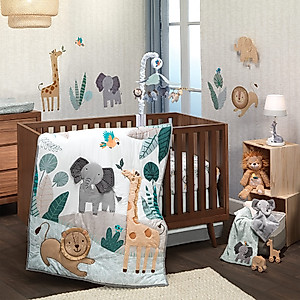 Lambs & Ivy Jungle Friends Appliqued Fleece Nursery Baby Blanket - Elephant