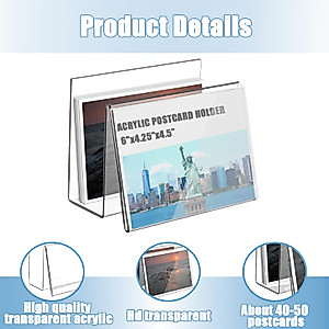 TINSKY 2Pcs Clear Acrylic Postcard Holder Postcard Display Stand Greeting Card Holder Large Business Rack Card Holder for Index Card Organizer Desk Table Office School