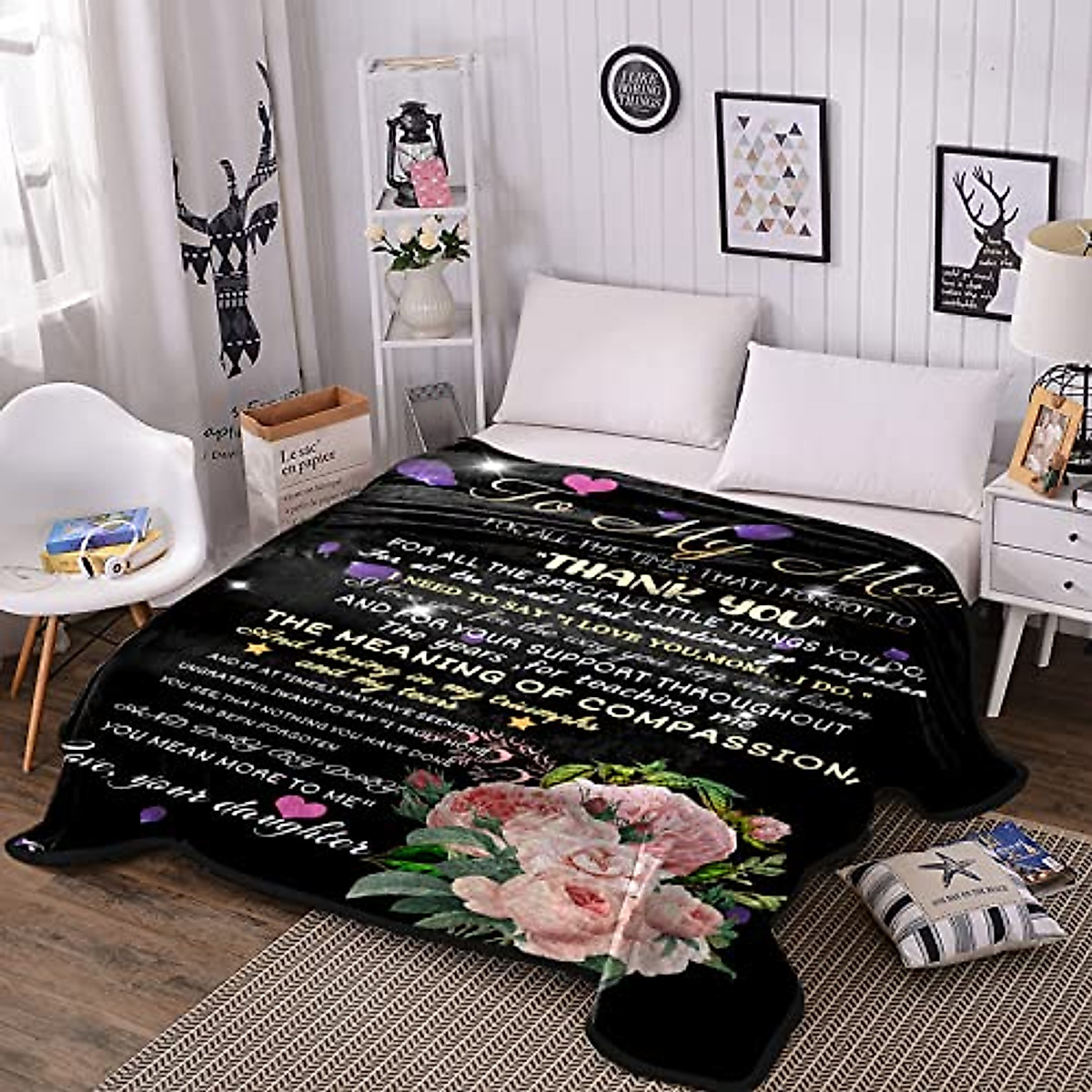 Gifts for Mom Throw Blanket, Birthday Mom Gifts Mom Blanket from Daughter Decorations 50 X 60 Inches