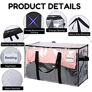 4 Pack Moving Bags,boxes for packaging moving storage bags,Space Saving Storage Bags Alternative to Moving Boxes and Bins, Semi-Transparent