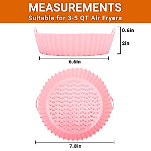 Suice Air Fryer Silicone Pot 7.5 Inch, Round Silicone Liner for 3-5qt Air Fryer, Reusable Silicone Baking Tray Replacement of Paper Liner Non Stick Air Fryer Basket Pink Kitchen Appliance Accessories