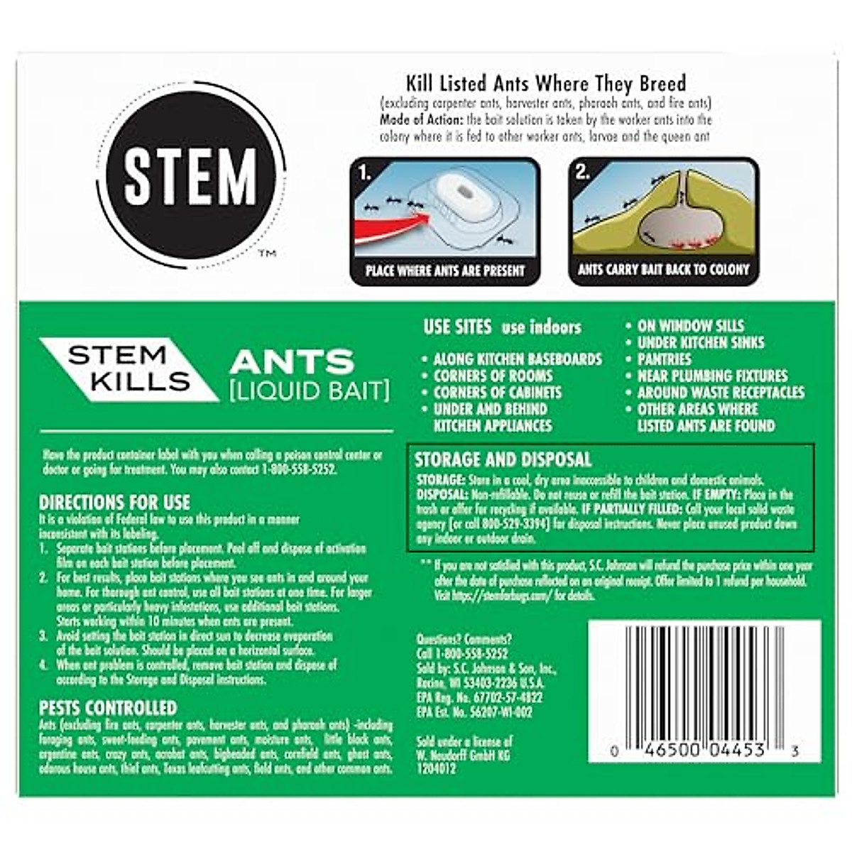 STEM Liquid Ant Baits, Kills The Queen and Colony, for Indoor Use, 12 Spill Proof Bait Stations