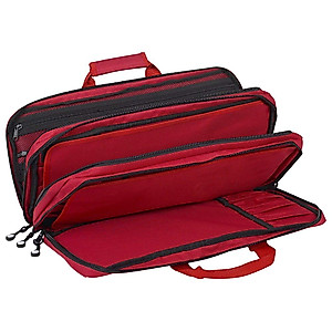 Messermeister 18-Pocket Heavy Duty Meister Chef Knife Bag, Luggage Grade and Water Resistant, Red