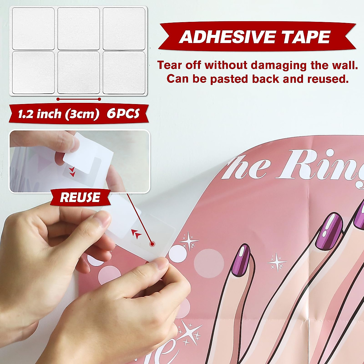 PARTYLOUD Bridal Shower Bachelorette Party Games, Pin the Ring on the Bride Game, Pin the Ring Game Bridal Shower Wedding Engagement Shower Games 32 Guests