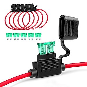 ZKFAR Pack-10 Car Fuse Holder Kit, 12AWG Waterproof Fuse Box with Blade Fuse, Durable Automobile Accessories, Universal for Most Cars, Trucks and Vans (Black)
