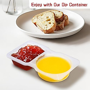 Vexulipro 15 PCS Divider Condiment Containers with Lids, Double Compartment Condiment Container, Dressing Containers with Lids, Small Plastic Containers with Lids, and Snack Containers
