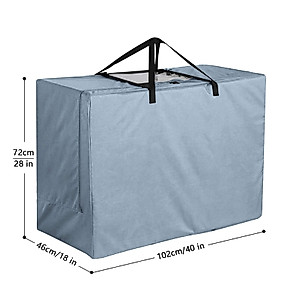 Orqihod Patio Furniture Seat Cushions Storage Bag with View Window, Dustproof Outdoor Cover and Cushion Storage, Lightweight, Grey, 40 x 28 x 18 in, Easy to Carry