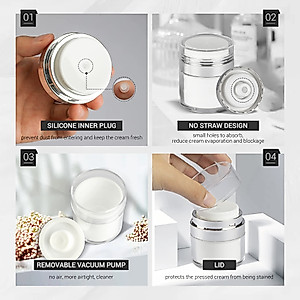 2/3-pack Airless Pump Jar empty cosmetic jar cream jar refillable bottle for moisturizer moisture container for travel push down pump Airless Pump Bottles dispenser for facial face makeup lotion cream (1 oz+1.7oz jar)