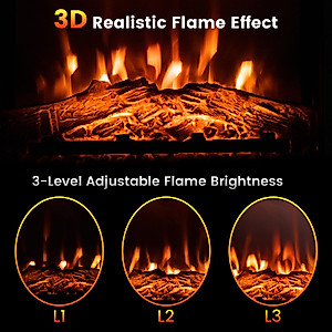 SIMOE 32" Electric Fireplace with Mantel,Package Freestanding Fireplace Heater with Remote Control & Overheat Protection & Adjustable Flame,Indoor Fireplace Mantel for Living Room,Bedroom,Brown