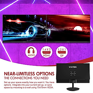 Viotek GFV24C 24-Inch Ultra-Thin 144Hz Gaming Monitor | 1080P 4ms (OD) | G-Sync-Compatible FreeSync FPS/RTS | HDMI DP 3.5mm | Zero-Tolerance Dead Pixel Policy (VESA)