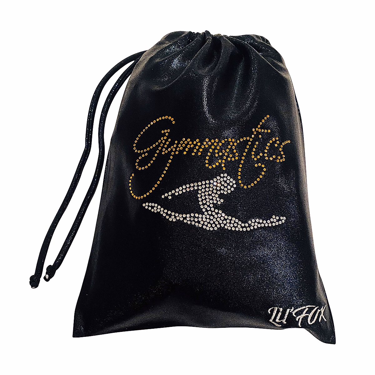 LIL'FOX 8"x10" Drawstring Gymnastics SMALL GRIP BAG 26x20cm | Lightweight Bag for Personal Equipment | Shiny Foil Rhinestones