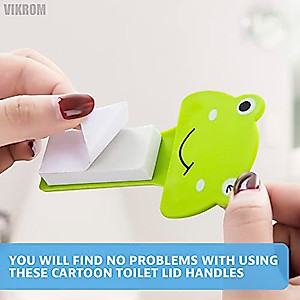 VIKROM 4Pcs Toilet Seat Lid Lifter Tool Toilet Seat Lifter Handles for Toilet Seat Cover Adhesive Handle Avoid Touch Tool Toilet Seat Handles - Self Adhesive Toilet Seat Handle Lifter Toilet Tool