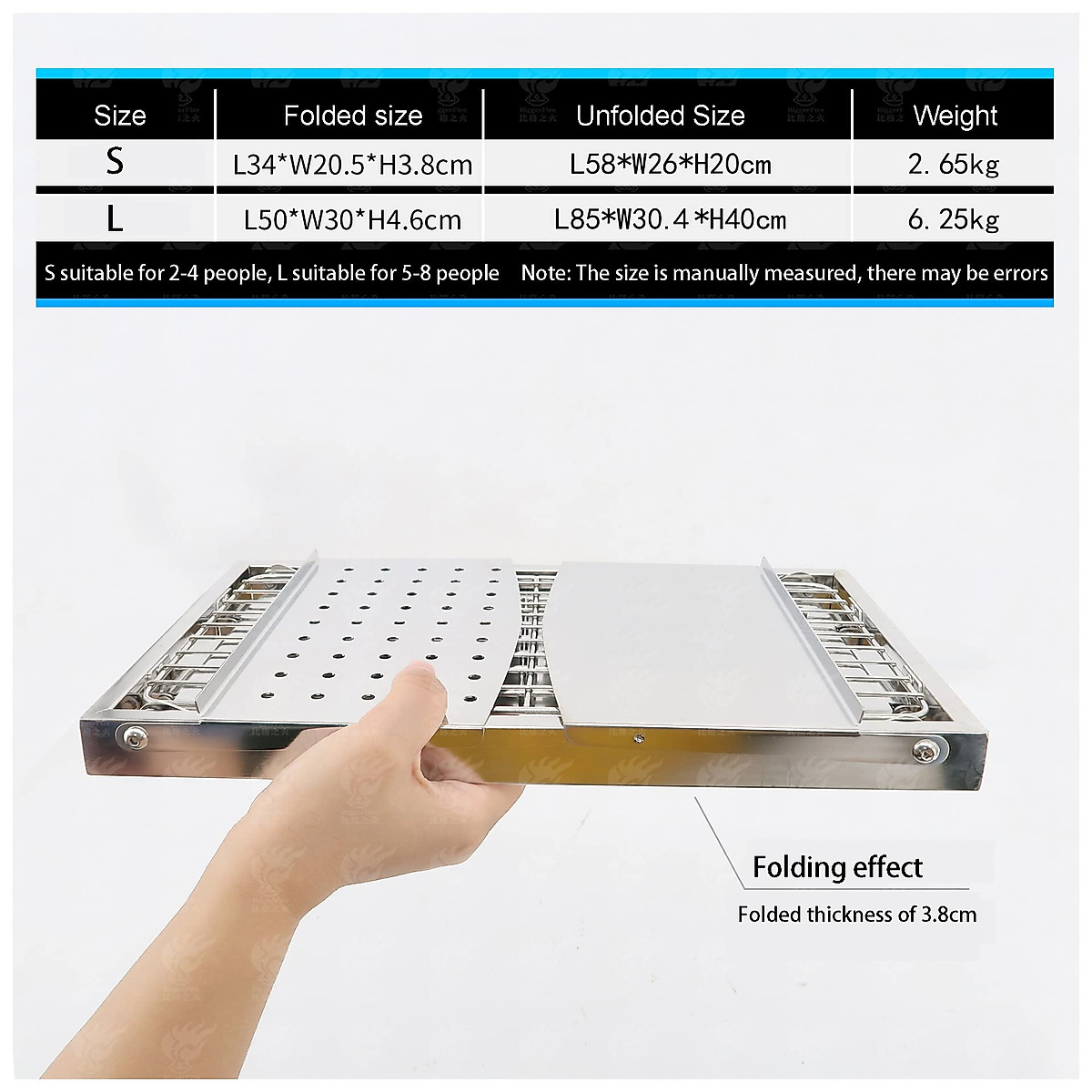 nbe Camping Charcoal Grill Portable BBQ Grill Stainless Steel Wood Burning Grill with Carrying Bag | Folding Small Grills For Outdoor Barbecues Traveling Picnics Garden/Beach Party (85*30.4*40.5CM)