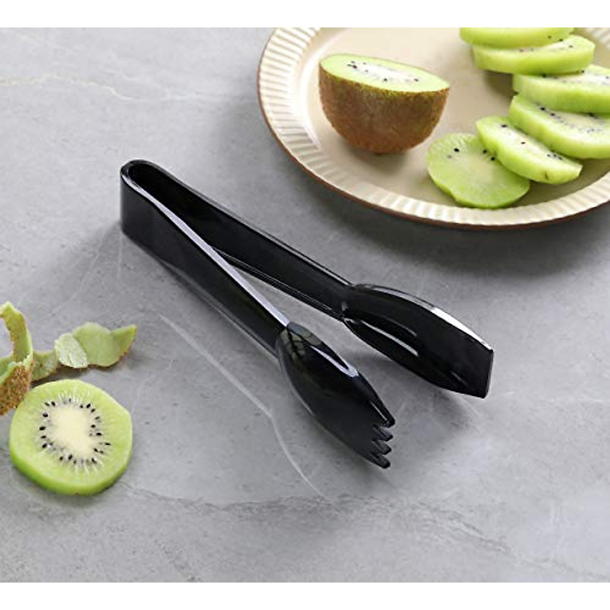 New Star Foodservice 42290 Utility Tong, High Heat Plastic, Straight Edge, 6 Inch, Set of 12, Black