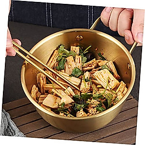 Tofficu 1pc Stainless Steel Instant Noodle Bowl Hot Pot Korean Noodle Pot Japanese Pot Noodles Pan with Lid Hot Pot Cooker Mini Cooking Utensils Kitchen Gadget Useful Soup Pot