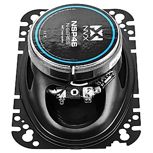 NVX® NSP46 4x6 Car Speakers, 300W Max, 100W RMS, 2-Way Coaxial w/Silk Dome Tweeters & Built-in X-Overs, Easy to Install in Cars/Trucks/Doors (Pair)