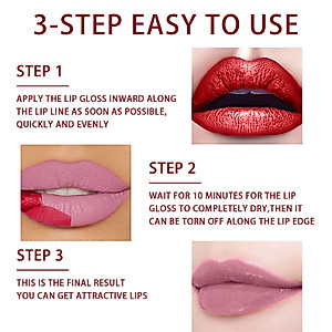 Meilury Lip Stain Set, 5 Colors Lip Stain Peel Off Mask Lip Gloss, Lip Tattoo Lip Tint Stain Matte Lipstick, Long Lasting Waterproof Non-stick Cup Lip Tint Peeling Stain Lipstick For Women (5 Colors)