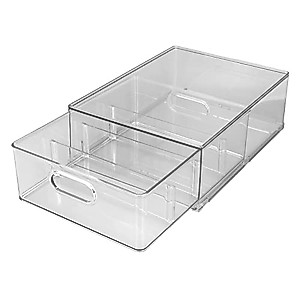 oceanside Drawer Storage Box, Multifunctional Stackable Storage Container for Toothpaste Hairspray Soap Makeup Wipes Facial Tissue(6L)