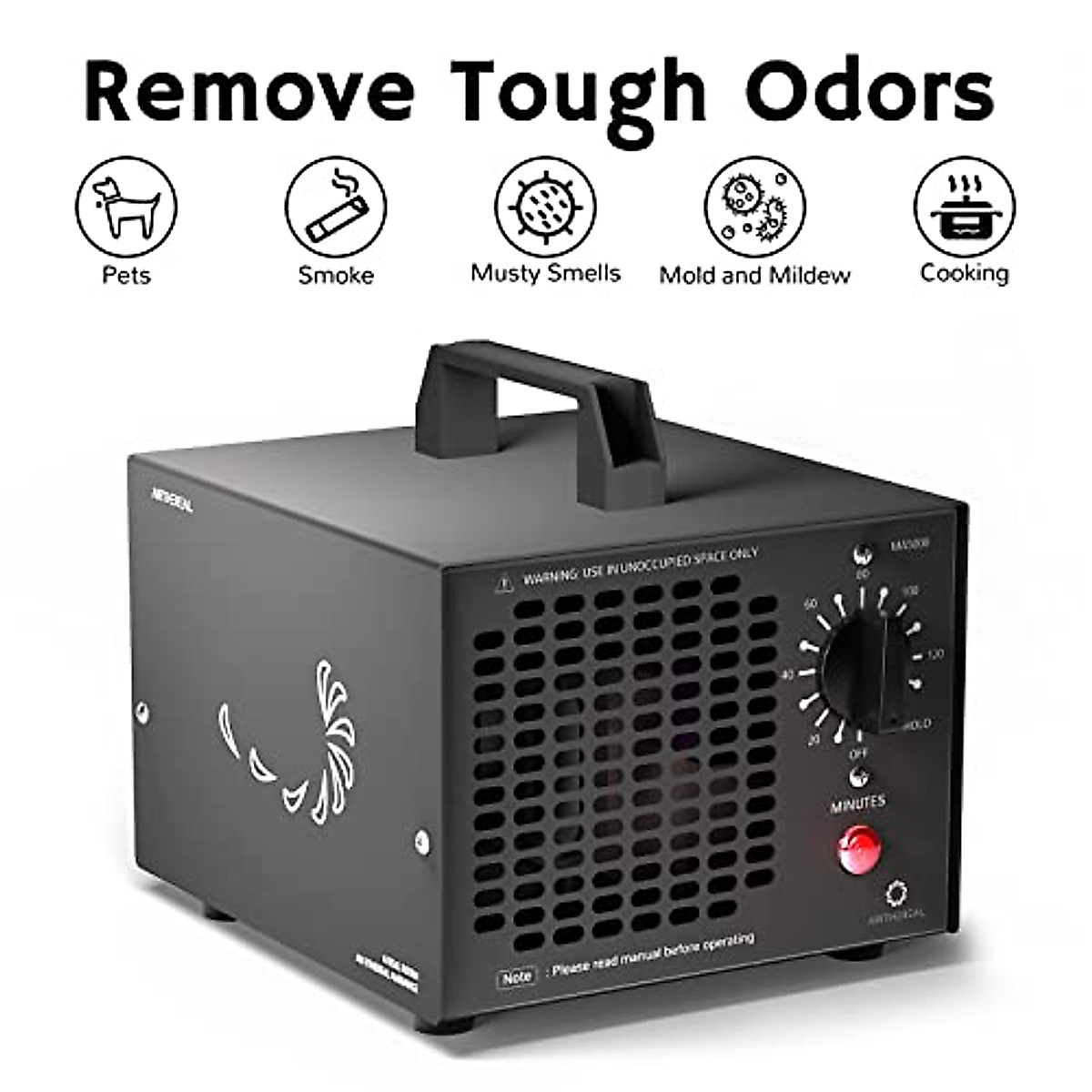 Airthereal Bundle | MA5000 Ozone Generator (Black) and 2-pack Replacement Ceramic Ozone Plates, Odor Remover O3 Machine