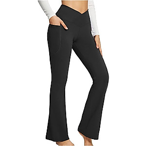 Aricy Women Bootcut Yoga Pants 2023 High Waisted Flare Leggings Workout Leggings Casual Soft Pants Comfy Palazzo Athletic Wide Leg Pants with Pocket Sports Fitness Sweatpants Girl Active Yoga Pants