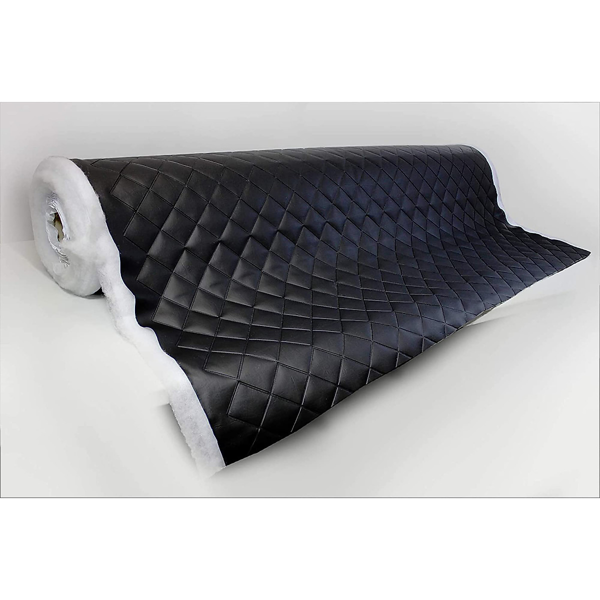 VViViD Bycast65 Black Quilted 4" x 6" Diamond Pattern Padded Marine Vinyl Roll (25ft x 54")