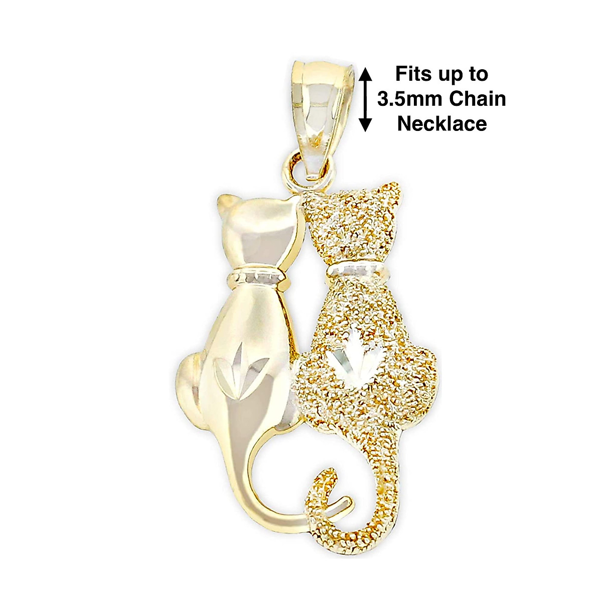 Gold Sitting Cats Charm - 10 Karat Solid Gold - Cat Jewelry (Style 1)