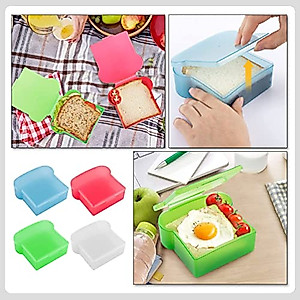 Zerodeko 4Pcs Sandwich Container Box, Toast Shaped Food Storage Holder with Lids, Food Grade Plastic Lunch Prep Box Resuable Toast Bread Preservation Box (Random Colors)