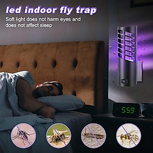 Qualirey Flying Insect Trap (1 Device 10 Sticky Boards), Fruit Fly Traps for Indoors with UV Light, Insect Zapper for Fruit Flies Mosquito, Indoor Fly Catcher for Home Office(2 Pack)