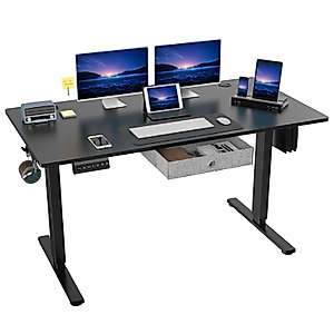 DUMOS 55 Inch Standing Desk Home Office Computer Workstation, Black
