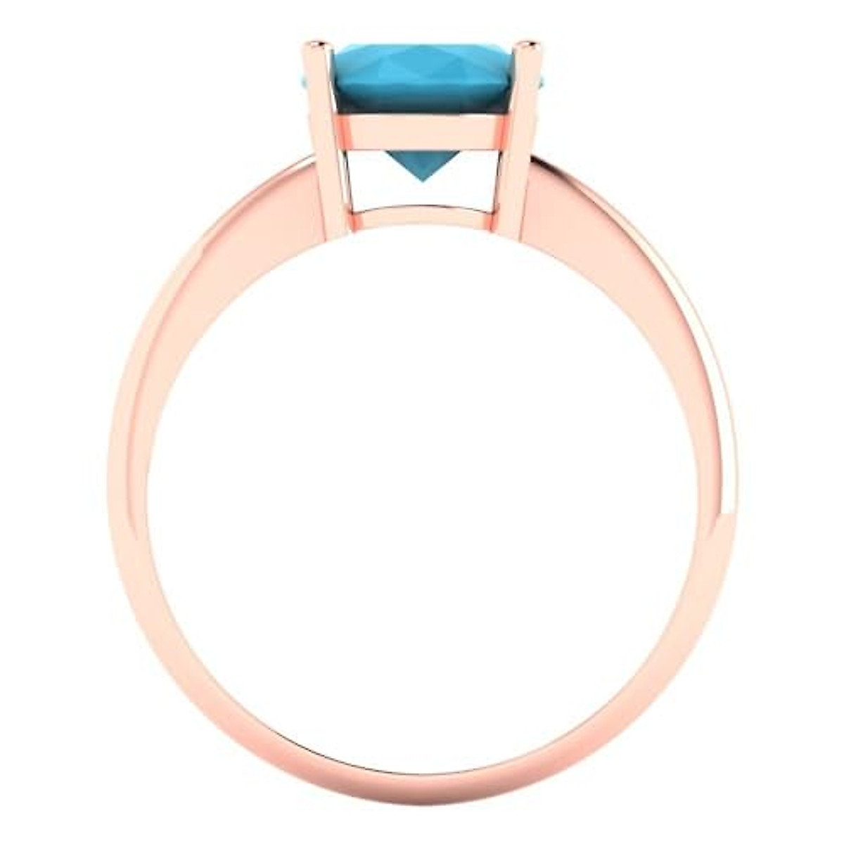 Clara Pucci 2.5ct Oval Cut Solitaire Simulated Turquoise Engagement Wedding Bridal Promise Anniversary Ring 18K Rose Gold Size 6.25